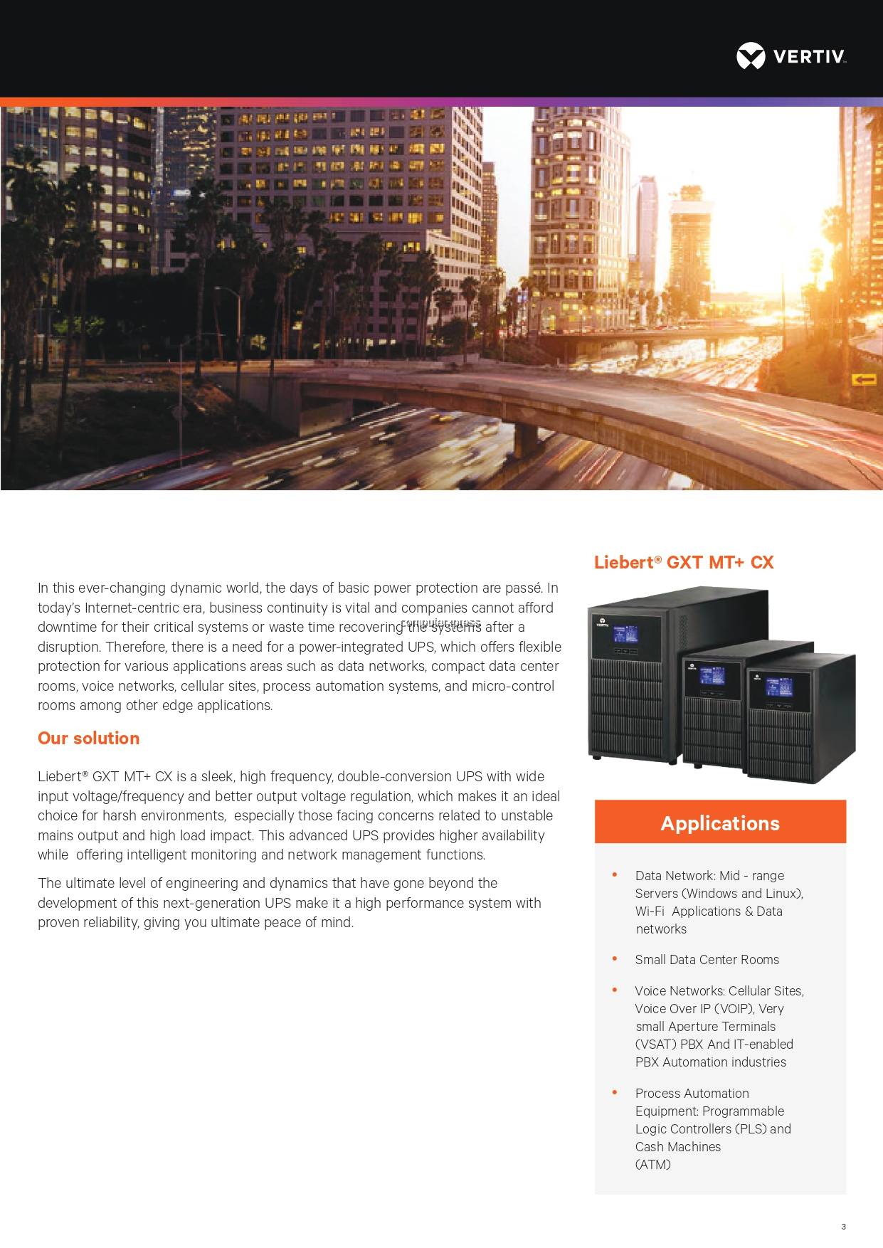 Vertiv Liebert GXT-MTPLUS CX On-Line 1000VA/900W 230V LCD Tower