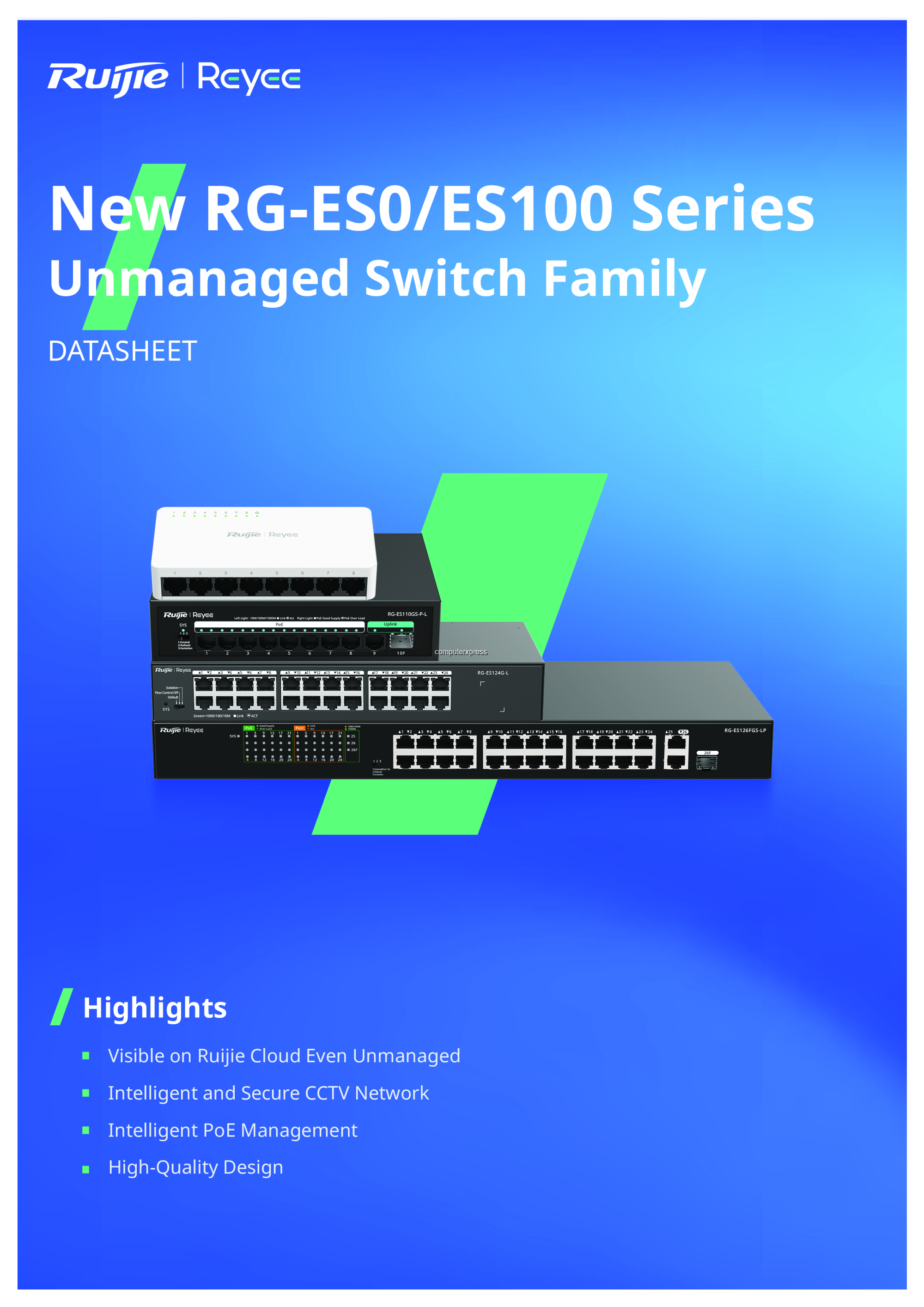 Ruijie Reyee Switch, RG-ES110FG-P 8-Port 10/100 Mbps with 2-Port ...