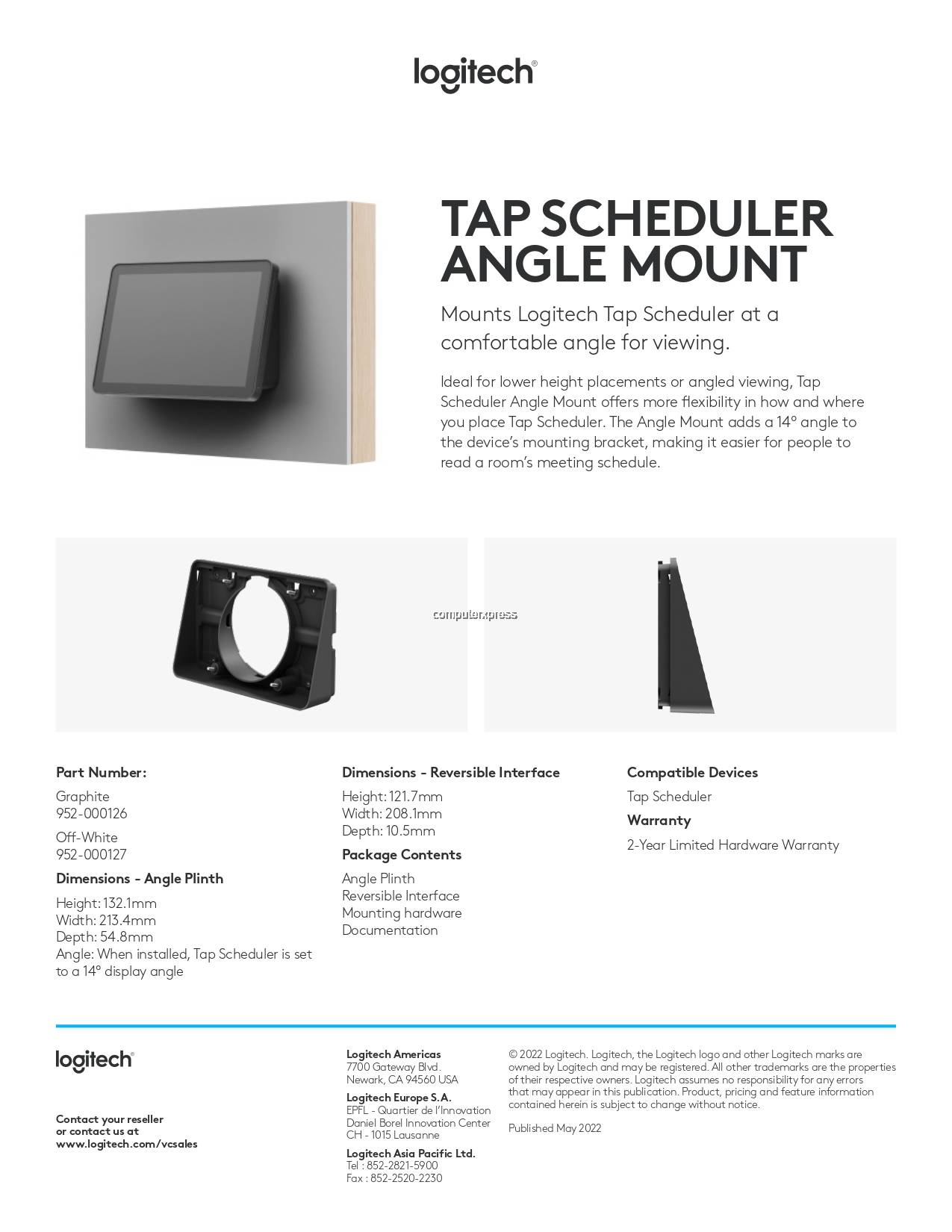 Logitech Tap Scheduler Angle Mount Off White